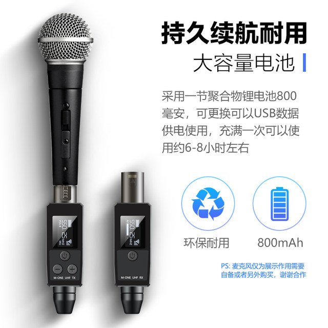 Wireless System Transmitter Receiver Dynamic Microphone FM Wired to ...