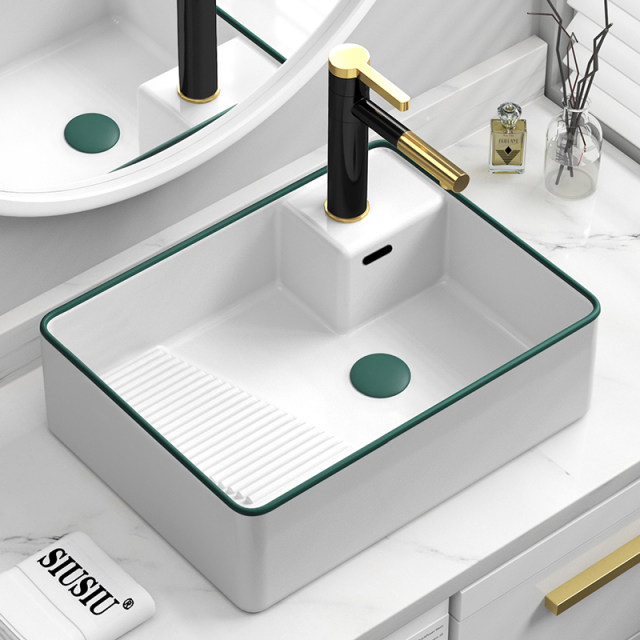 Washing machine counter with washboard ceramic laundry pool side drain ...