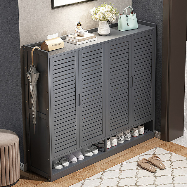 Shoe cabinet, household doorway, bamboo entrance door, indoor simple ...