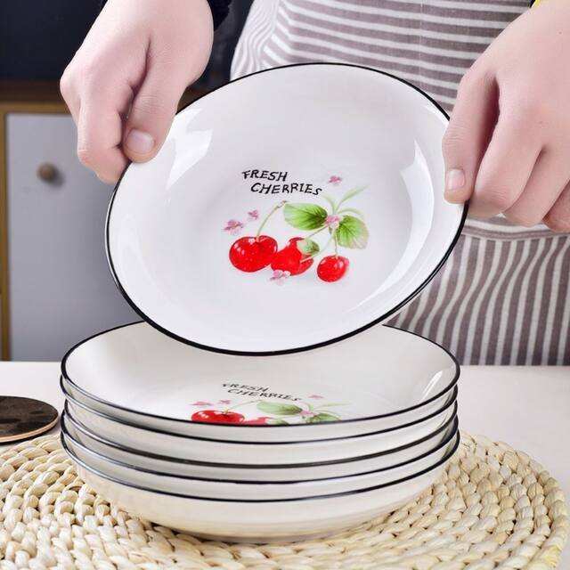 Household plate ceramic dish plate round plate fruit plate dish rice ...