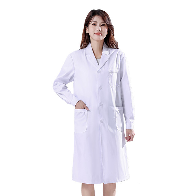 White coat unisex doctor work clothes long-sleeved physician nurse ...