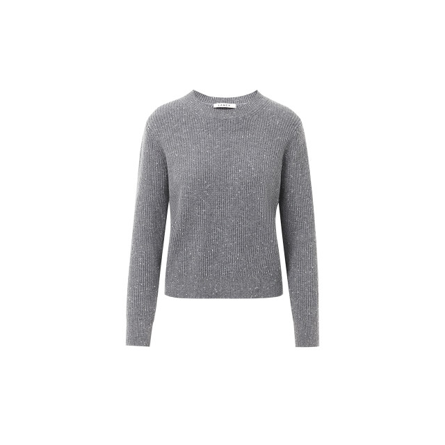 LANCY/Langzi 2024 winter new style wool cashmere round neck gray ...