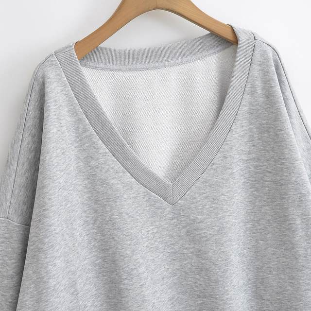 American loose, lazy style big V -neck covered women's autumn new niche ...