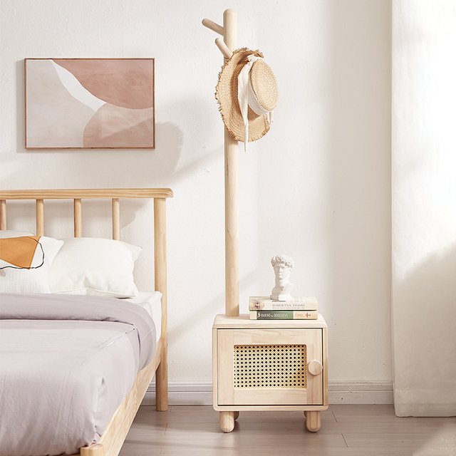 Bedside table solid wood clothes rack floor bedroom clothes rack room ...