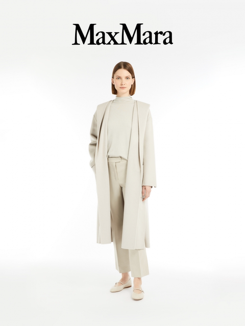 MaxMara2025 spring and summer new women's wool lace-up coat 9011095106