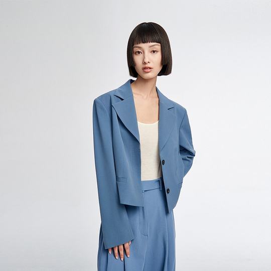 Small work Women's Wool Blend Box Jacket - Mist Blue
