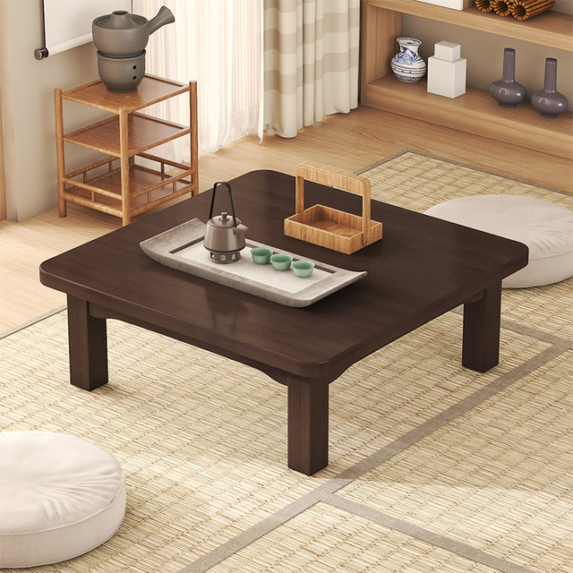 Kang table square table Nanzhu tatami small coffee table square solid ...