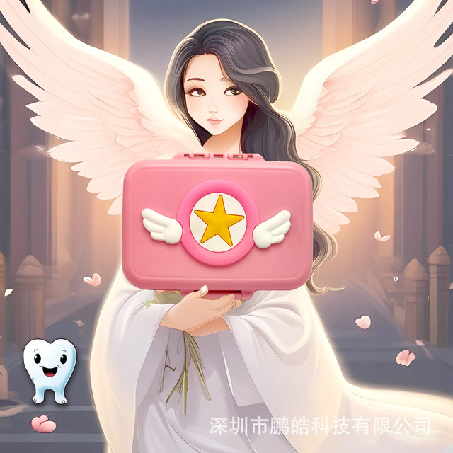 Pink super cute angel wings children's baby teeth removal collection ...