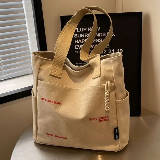 Canvas Bag Women's Large Capacity 2024 New versatile casual shoulder ...