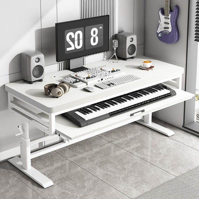 Solid wood hand-operated lift arranger table workbench electronic piano ...