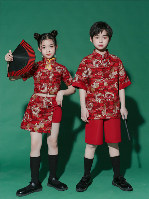 Children's Chinese Tang Suit, Chinese Style Chorus Performance Costume ...