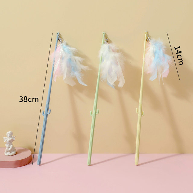 Feather teasing cat stick, long pole cat toy self -relief artifact ...