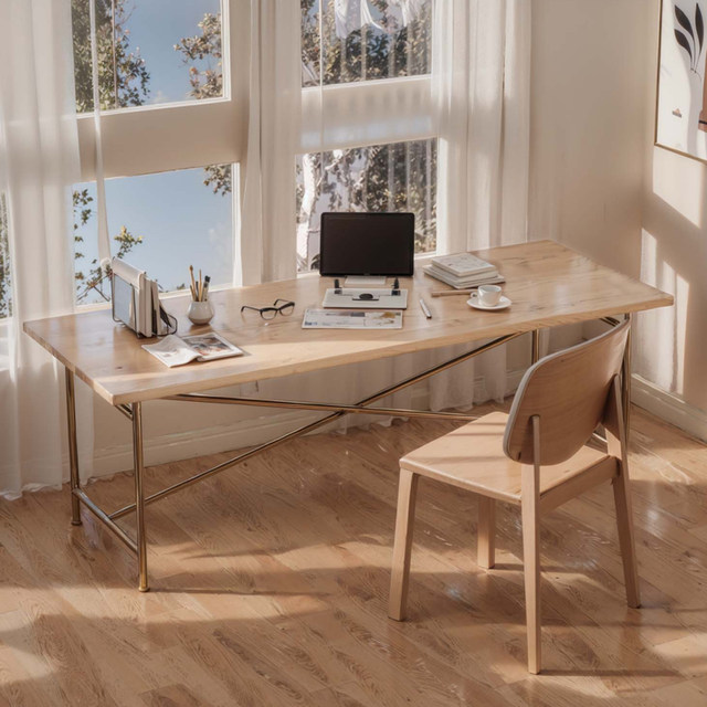 Dining table, household stainless steel table, custom-made simple solid ...