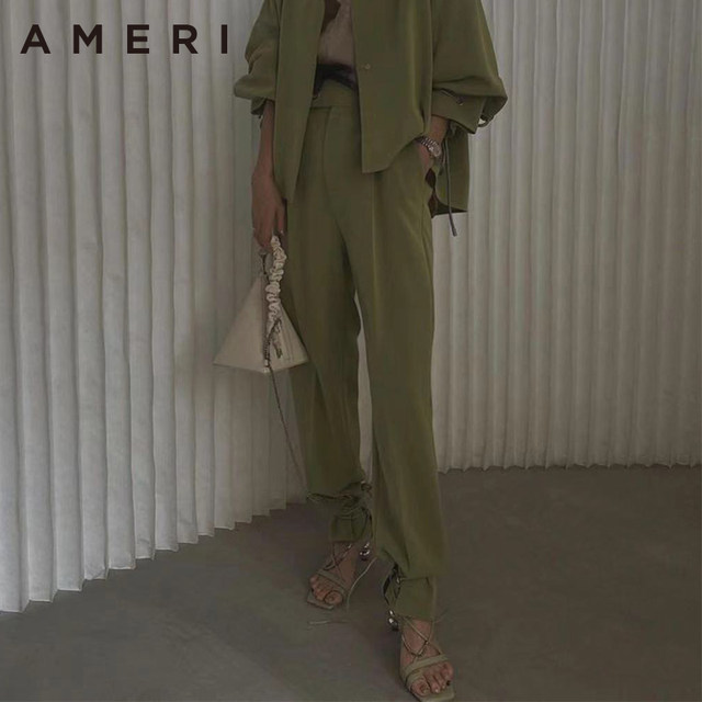 AMERI spring and summer niche comfortable small-leg pants straight-leg trousers easy-to-match ...