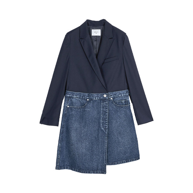 AMERI new niche denim splicing suit jacket suit jacket fashionable top 01110620500