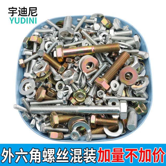 Galvanized 10 external hexagonal screws DIY mixed nuts and gaskets set ...