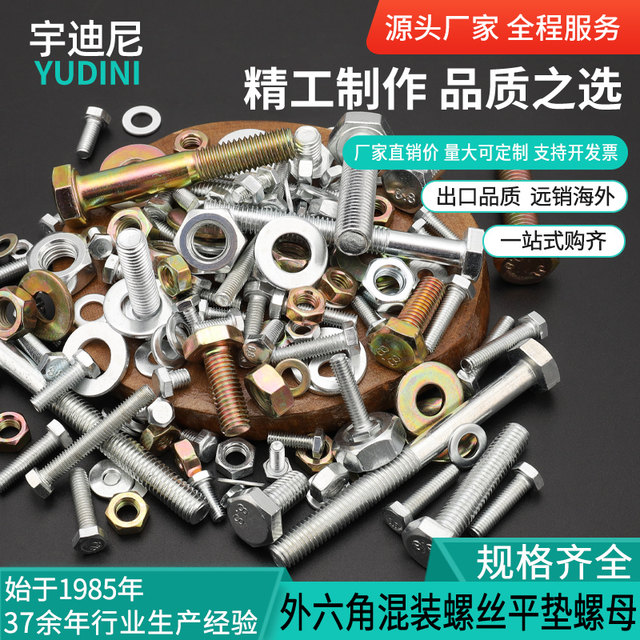 Galvanized 10 external hexagonal screws DIY mixed nuts and gaskets set ...