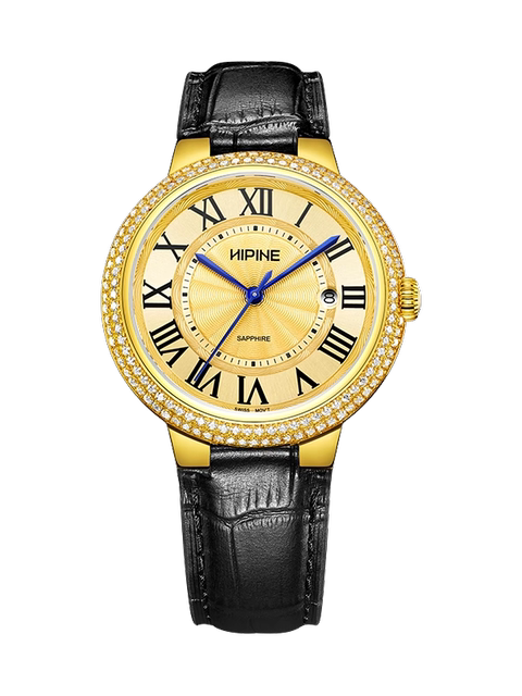 Gold watch men's 999 pure gold retro Roman quartz watch small disc ...