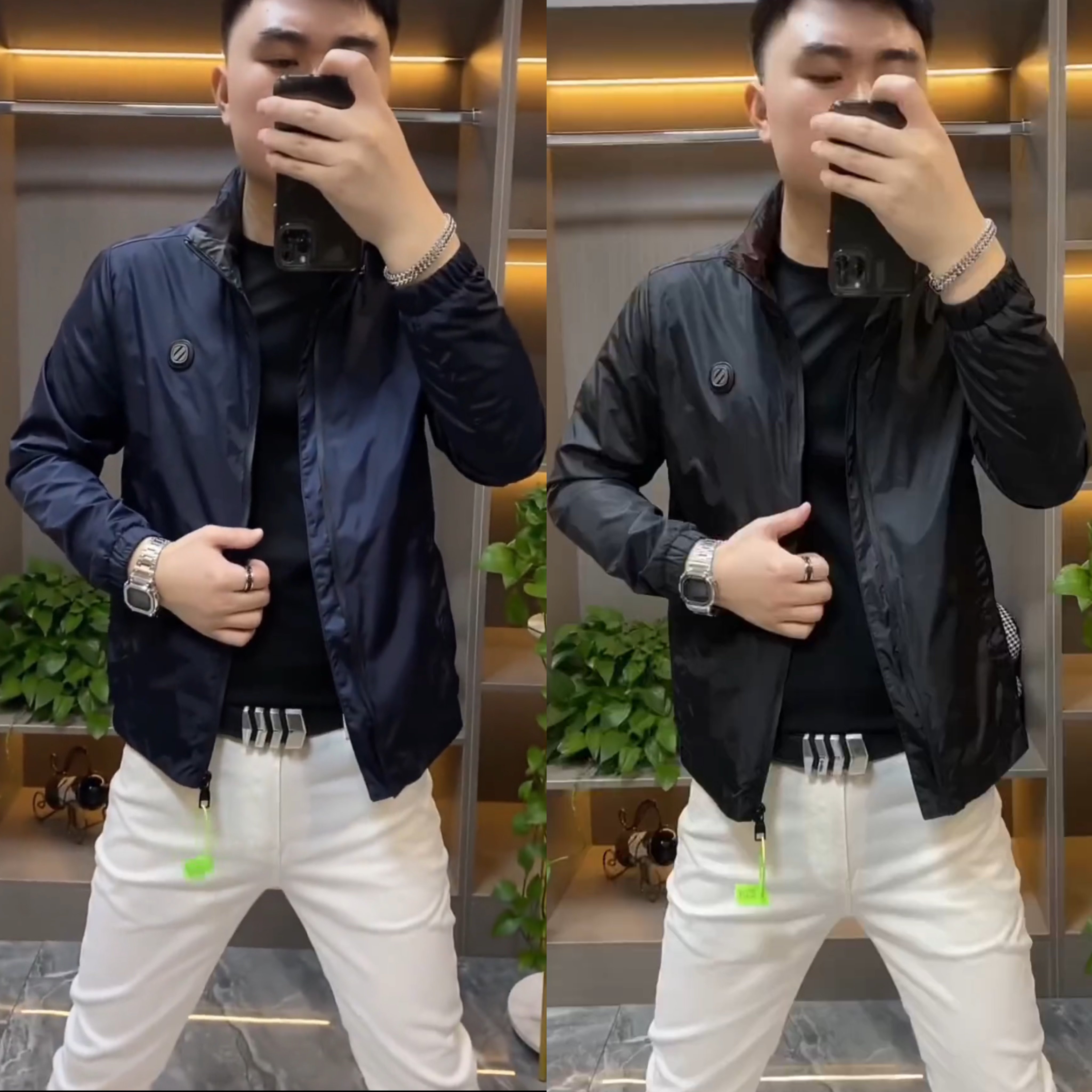 High-end European fashion casual stand-up collar jacket men's spring ...