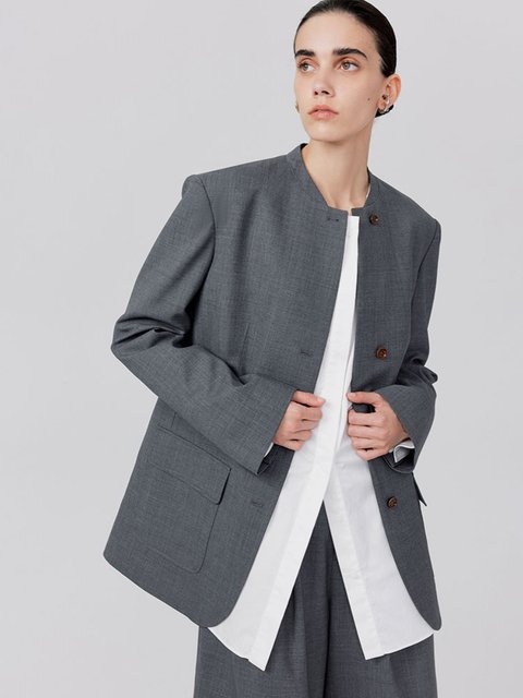 Fabrique wool blend stand collar suit jacket for women in spring and ...