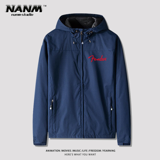 fender electric guitar band hooded jacket men's autumn and winter plus ...