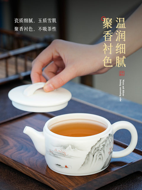 Yuquan Longmen high-end hand-painted mutton-fat jade white porcelain ...