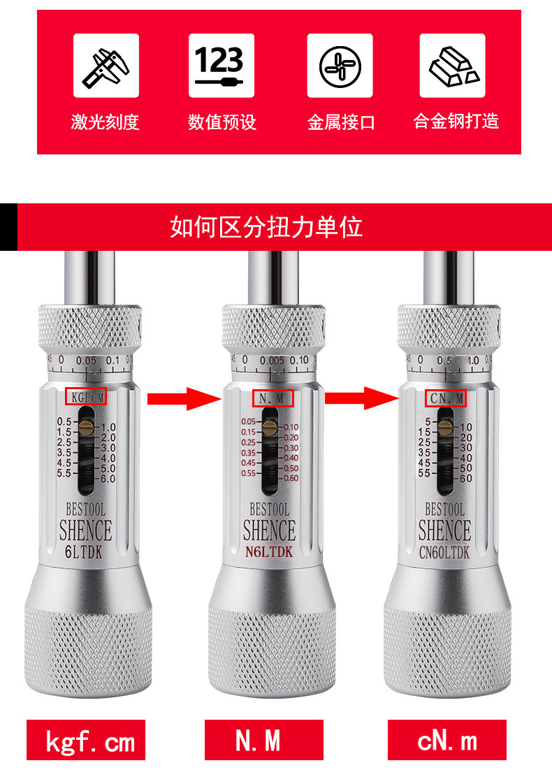 Depth measuring torque preset adjustable metric digital display ...