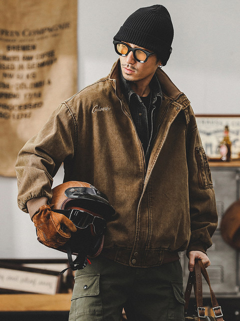 American heavyweight retro flight jacket for men in spring 2025 new ...