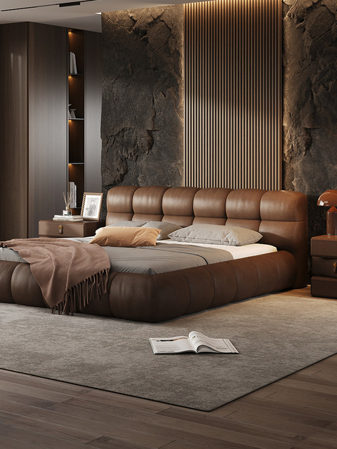 Ferry bed retro style master bedroom big bed light luxury bed high -end ...