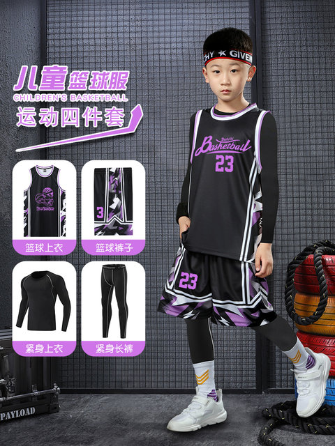 Basketball winter training clothes children's jersey basketball boys ...