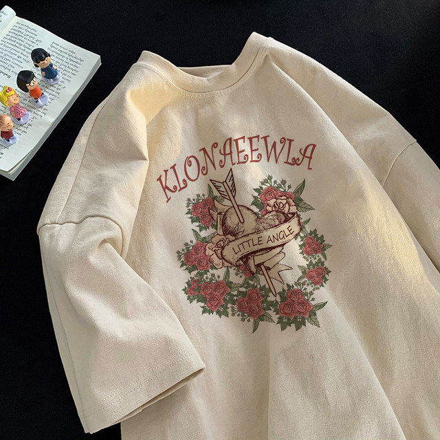 Guo Chao pure cotton T -shirt design sense little angel rose short ...