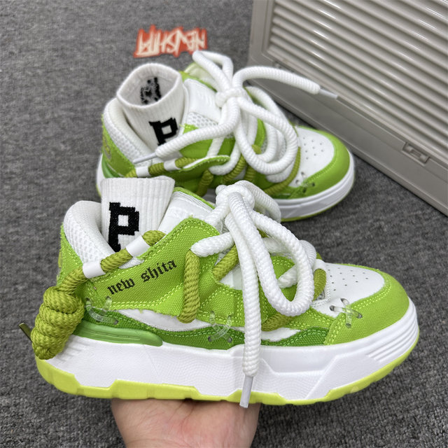 Green dopamine wear height-increasing bread shoes for men, super ...