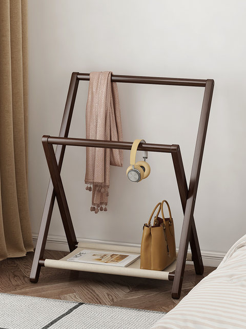 Folding clothes hanger floor-to-ceiling bedroom bedside clothes rack ...