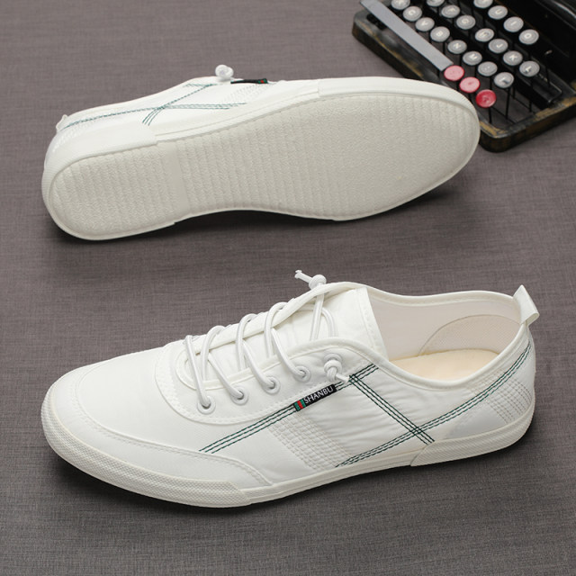 Men's shoes, white shoes, low-cut breathable shoes, men's one-legged ...