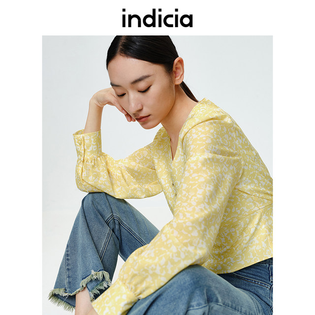 indicia mark mall design floral V-neck spring and summer shirt top ...