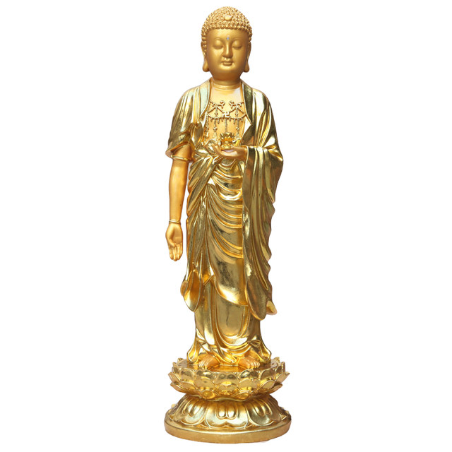 Consecrate the temple full gold station Amitabha Buddha statue standing ...