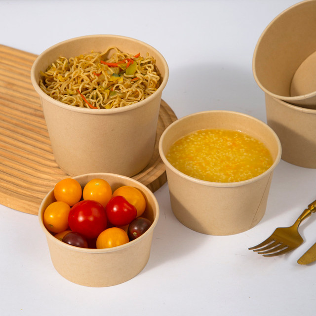 Disposable bowl paper rice bowl food grade home thickened picnic salad ...