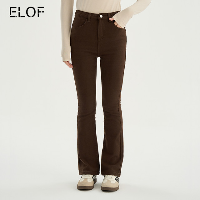 ELOF black micro-flare jeans 2024 new spring and summer high-waist slim ...