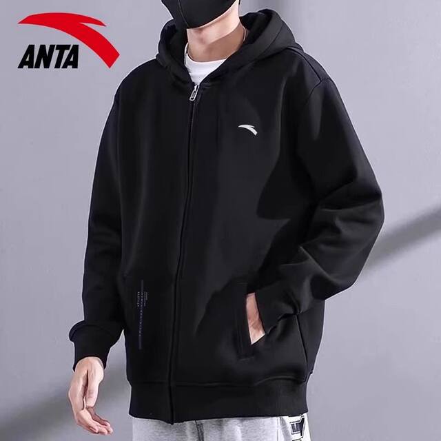 Anta Sports Jacket Fleece-Lined Men's Winter New Knitted Hooded Casual ...