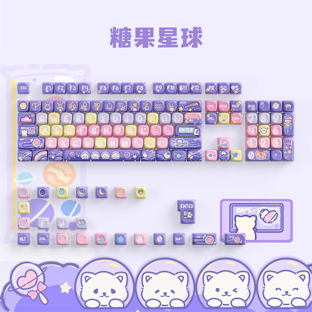Black Iron Cat Cat Candy Planet keycap pbt material SOA height all ...