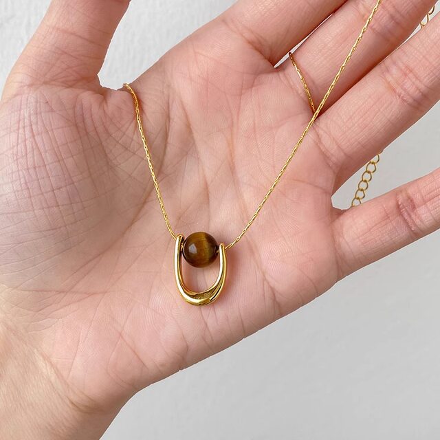 Maillard tiger eye stone pendant sweater chain autumn and winter ...