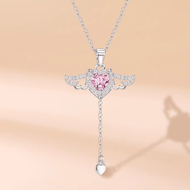 Angel wings love accessories necklace women's senior sensing clavicle ...