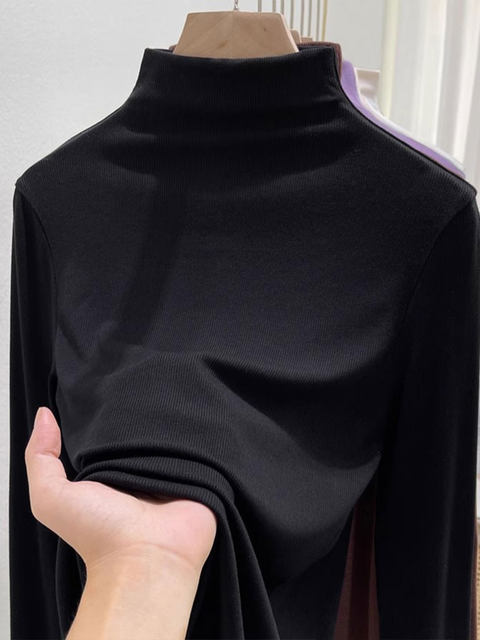 Threaded half-high neck modal base shirt for women in autumn and winter ...