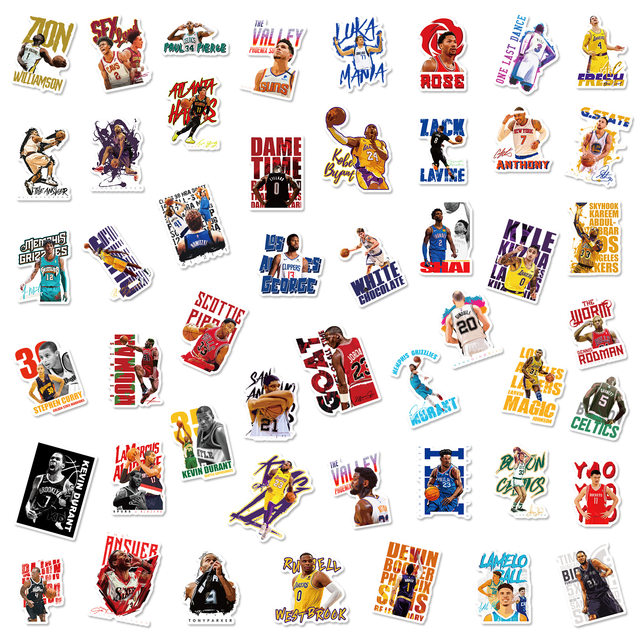 50 pieces of NBA characters text computer notebook stickers basketball ...