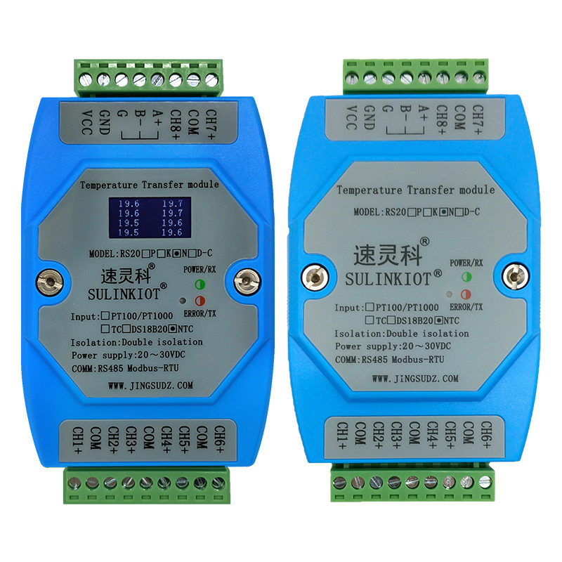 8-Channel NTC Temperature Transmitter: RS485 Thermistor Sensor Module ...