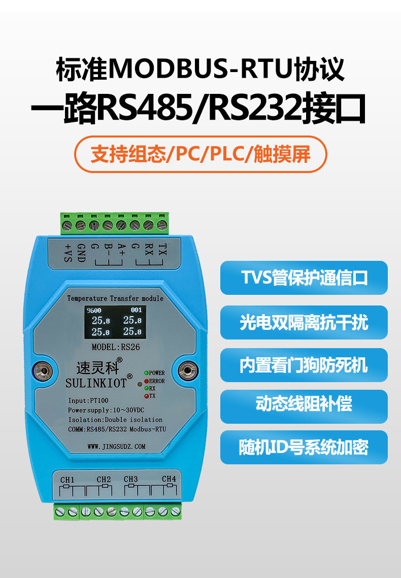 4-Channel Thermal Resistance Temperature Transmitter Acquisition Module ...