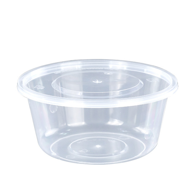 Thickened transparent round food-grade disposable lunch box plastic ...