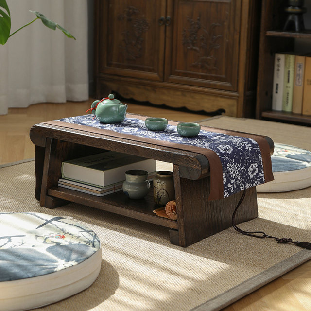 Solid wood tatami tea table bay window small table kang table home ...