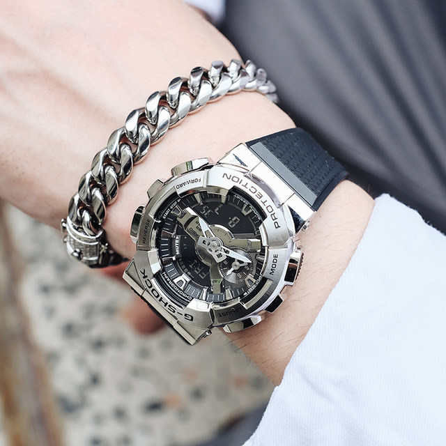 Casio watch men's steel heart of darkness GSHOCK metal small steel gun ...