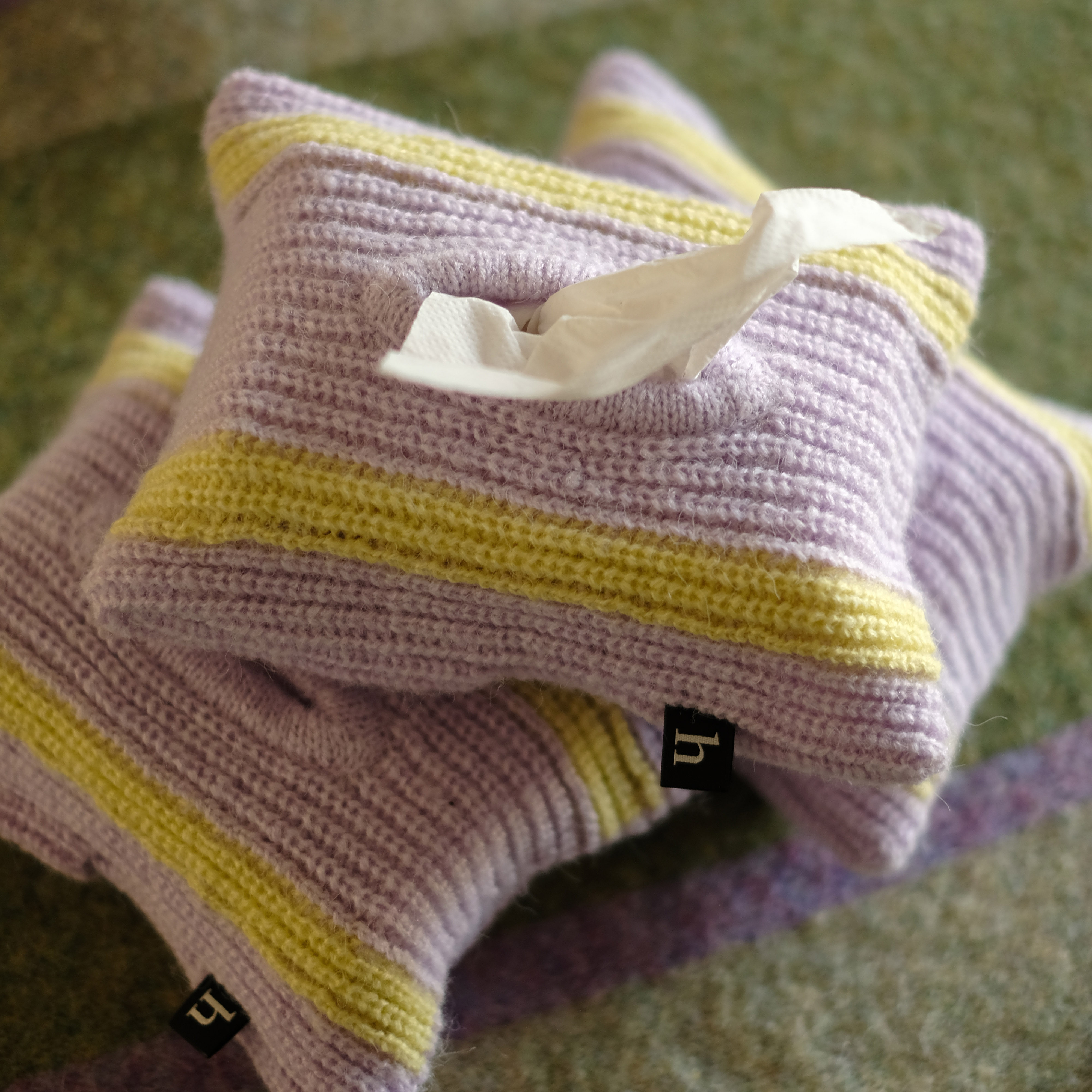 Wool Striped Tissue Box Cover - Herz Original Design